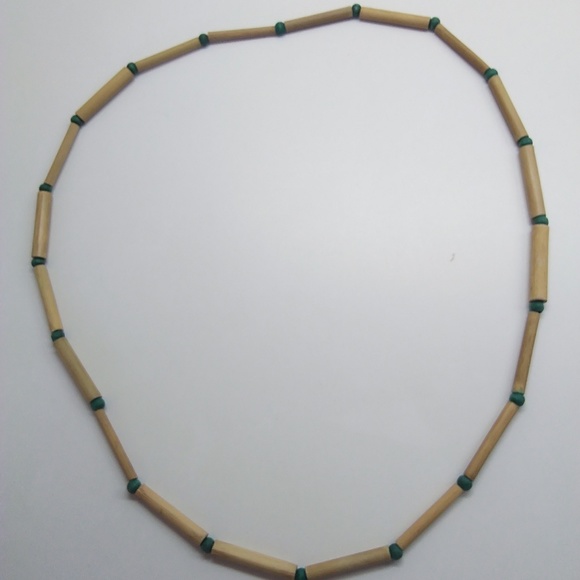 Jewelry | Tan Bamboo And Green Bead Necklace | Poshmark